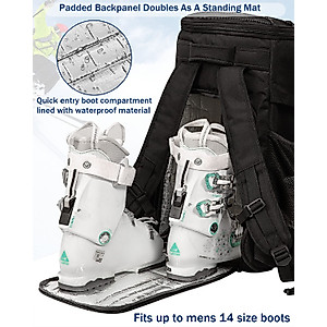 DAUSROOB Ski Boot Bag Snowboard and Ski Backpack 50L Padded Travel Boot Bag for Snowboard Boots, Helmet, Goggles, Gloves Durable Unisex Ski Bag