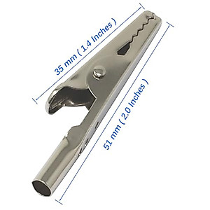 iexcell 100 Pcs 2 Inches / 51 mm Steel Alligator Clips Crocodile Clamps, Silver Tone Nickel Plated, Come in a Plastic Case