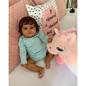 TERABITHIA 24 Inches Huge Real Baby Size Hand Rooted Hair Sweet Smile African American Realistic Newborn Toddler Girl Dolls Dark Brown Skin Lifelike Reborn Baby Doll That Look Real and Feel Real