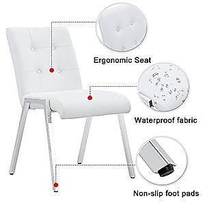 Dining Chairs Set of 4 for Kitchen Dining Room,Modern Kitchen Chairs,Armless High Back Dining Chair and Plating Metal Legs Leather Chair Applicable to Dining Room,Living Room and Office (White)