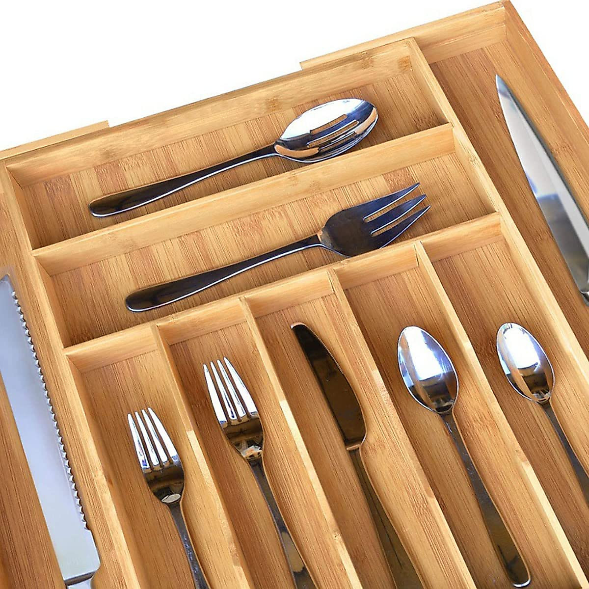 Kitchen Drawer Organizer - 9 Section Expandable Silverware Tray Utensil Organizer Cutlery Holder for Home Kitchen Supplies Storage Box