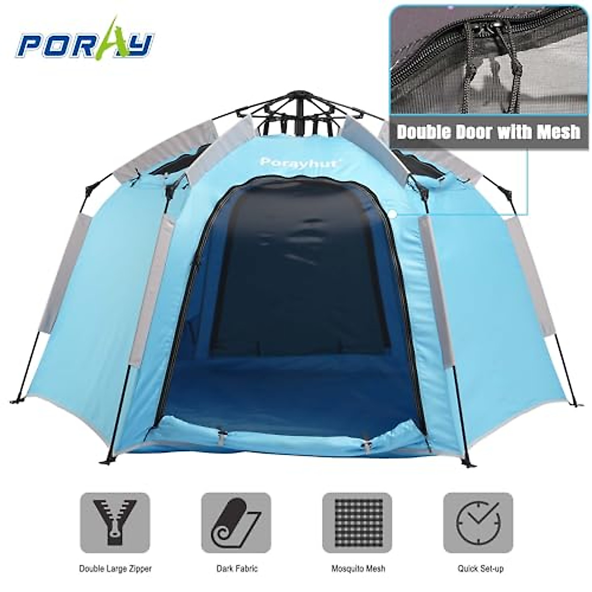 Portable Hexagon Kids Play Tent with LED Strip Lights Indoor Children Play House Easy Set-up Space Tent Dream Tent for Night.4-5 Person Large Tent & Birthday Gifts