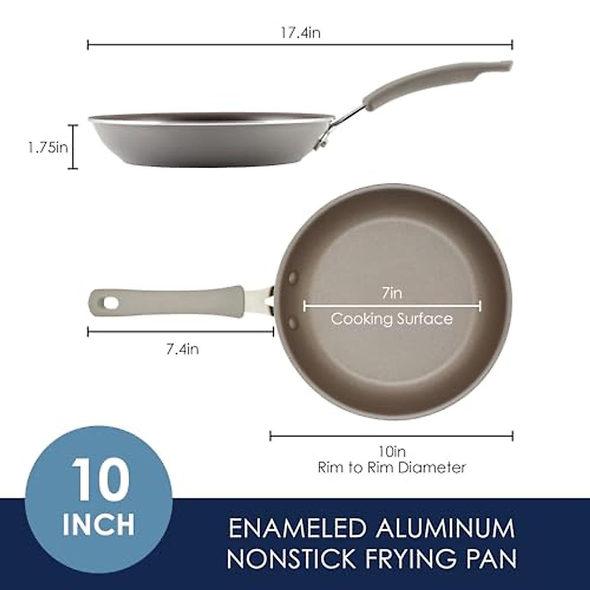 Rachael Ray Cook + Create Nonstick Frying Pan/Skillet, 10 Inch, Gray