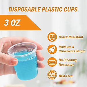 SIUQ 600 Pack 3 oz Clear Plastic Cups, Disposable Bathroom Mouthwash Cups, Small Plastic Drinking Cups for Ice Tea, Tasting, Party, Picnic, BBQ, Travel and Event