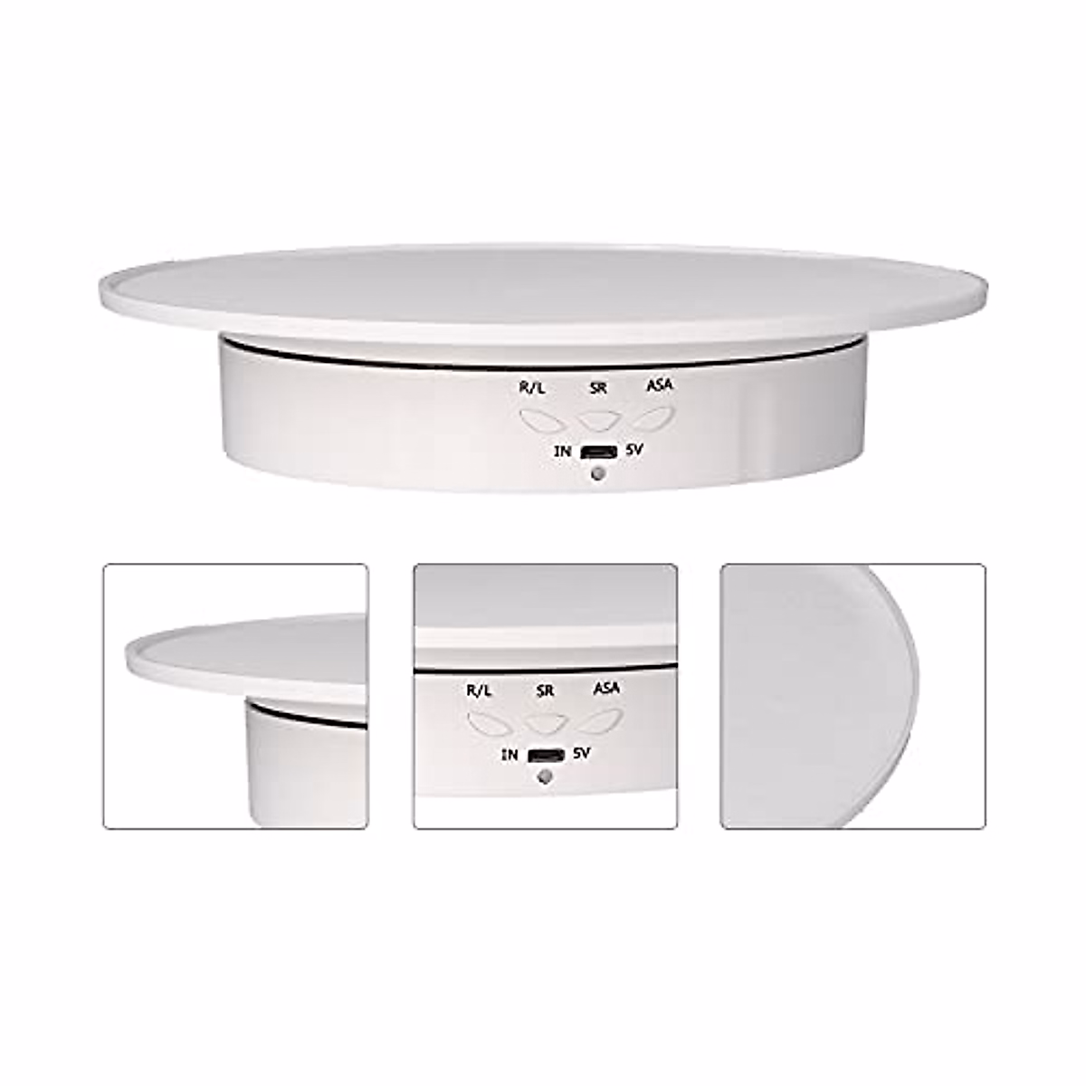 Motorized Rotating Display Stand,180° Electric Rotating Turntable, 3 Speed Adjustable Automatic Revolving Platform,20CM /Load 8KG,Rotating Display Stand for Photography Products Shows,(White)