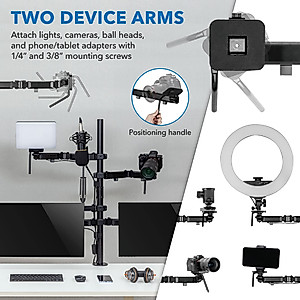 Mount-It! All in One Live Streaming Equipment | 5 Arm Streaming Desk Mount That Holds Dual Monitors, Cameras and Ring Light with Mic | YouTube Setup for Recording and Facebook Live Equipment