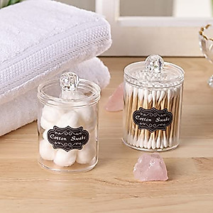 Fixwal Bathroom Accessories Set 8 Piece Plastic Gift Set Trash Can Toothbrush Holder Toothbrush Cup Soap Dispenser Soap Dish Toilet Brush Holder 2 Qtip Holder Dispensers with Labels (Gray)