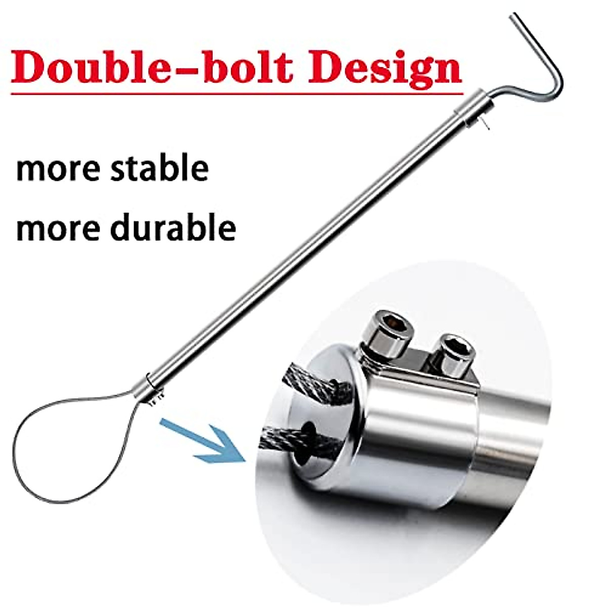 REAYEAXN 52'' Alligator Catch Pole Extra Long Control Tool Capture Noose Stainless Steel Catching and Releasing Trap for Dogs Wolves Goats Catching Game Finders