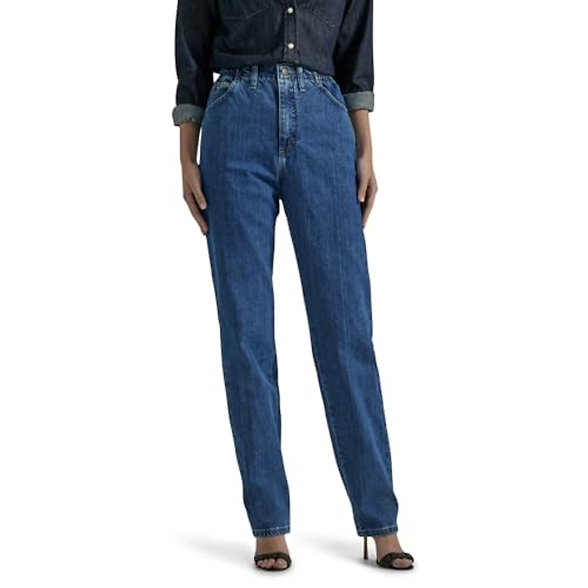 Lee Women's Missy Relaxed-Fit Side Elastic Tapered-Leg Jean, Pepper Stone, 16 Short