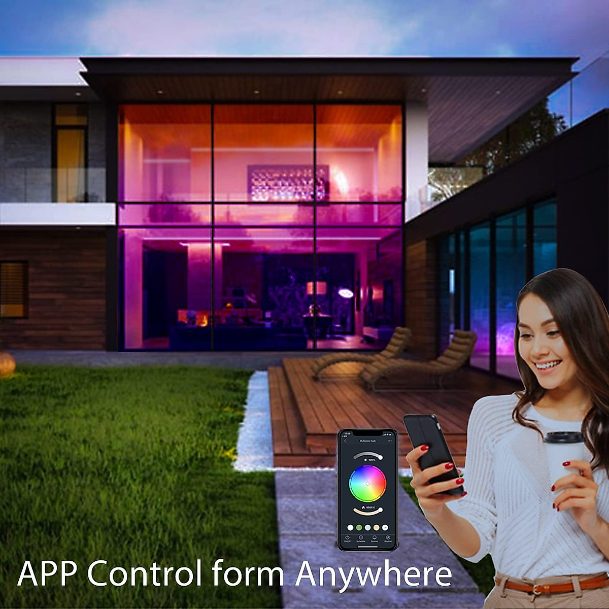 LUMIMAN Smart GU10 Wi-Fi Bulbs, 4 Packs, Works with Alexa and Google Assistant, APP/Voice Control, 5W 400LM, RGBCW Color Changing, for Track Lighting/Range Hood Lights (Only Support 2.4Ghz Wi-Fi)