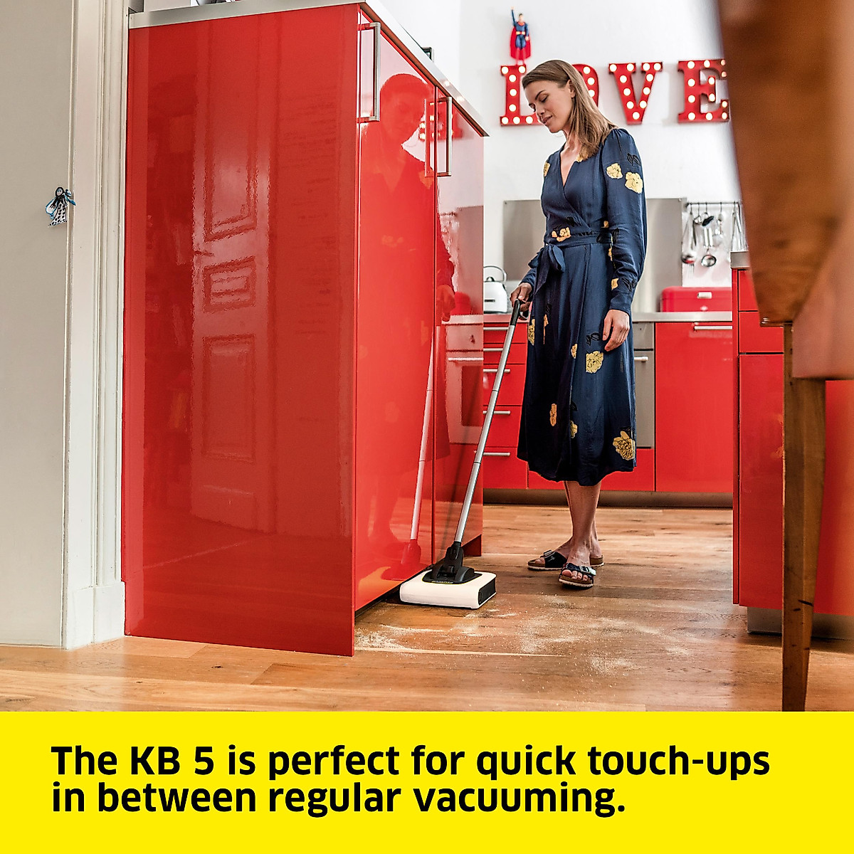 Kärcher KB 5 Electric Floor Sweeper Broom - Multi-Surface - Lightweight and Cordless - Ideal for Fur, Hair, Dirt, & Debris - 8.25" Cleaning Width - White