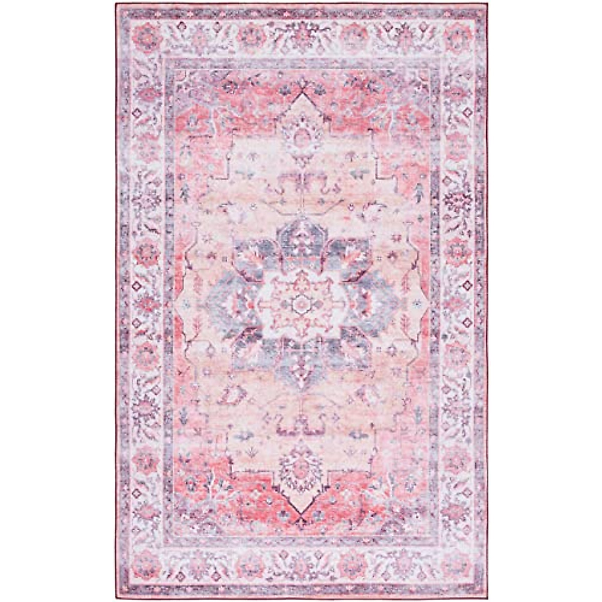 SAFAVIEH Tucson Collection Area Rug - 5' x 8', Rust & Beige, Persian Design, Non-Shedding Machine Washable & Slip Resistant Ideal for High Traffic Areas in Living Room, Bedroom (TSN163P)
