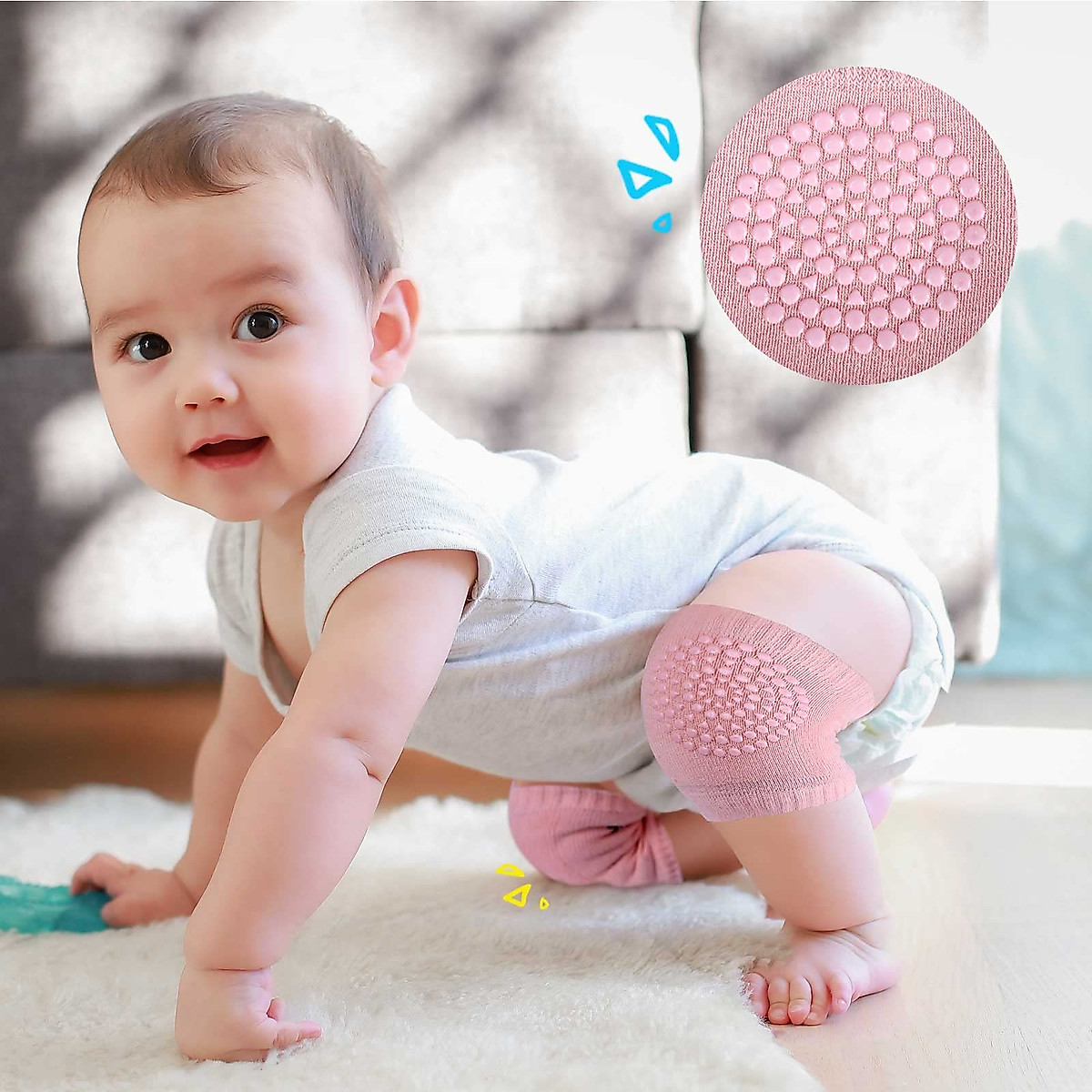 shuangjishan Baby Head Protector & Baby Knee Pads Crawling Adjustable Toddler Head Protection Cushion (Blue Unicorn)