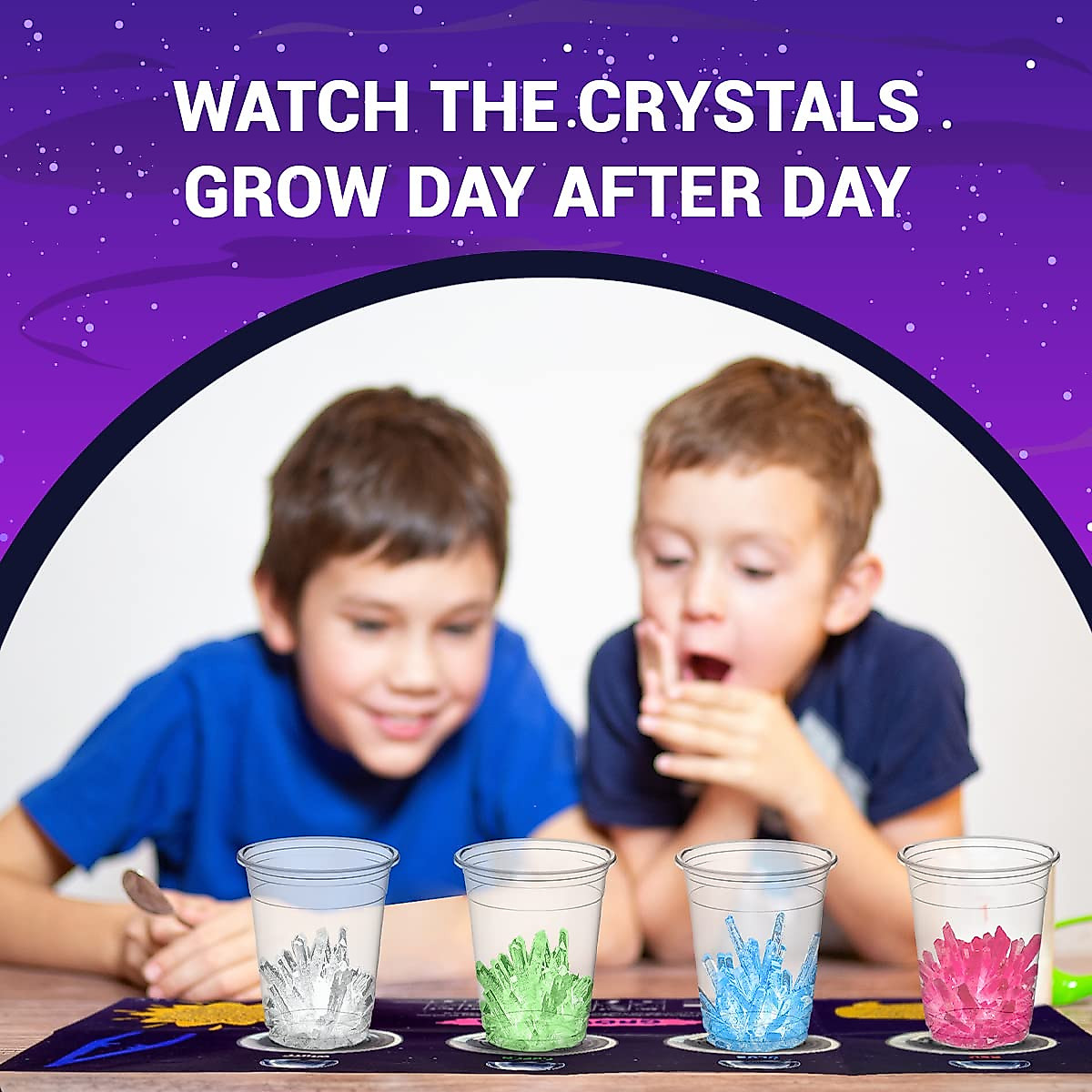Kids Crystal Growing Kit - Science Kits for Kids - Chemistry Set to Grow 4 Amazing Crystals - Science Kits & Toys - Crystal Kit for Kids Age 8 Years and Up - Science Toys - STEM Kits