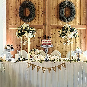 ELLDOO Set of 3 Crystal Wedding Cake Stands, 8/10/12 Inch Silver Round Cake Display Stand Pedestal, Metal Cupcake Stand Dessert Stand for Parties Birthday Baking Party Baby Showers Anniversary