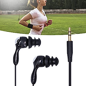 PUSOKEI Short Cord Waterproof Headphone, IP68 Waterproof Shortline in-Ear Tree Earplugs Waterproof Earphone Suitable Fit for Swimming Surfing Running(Black)