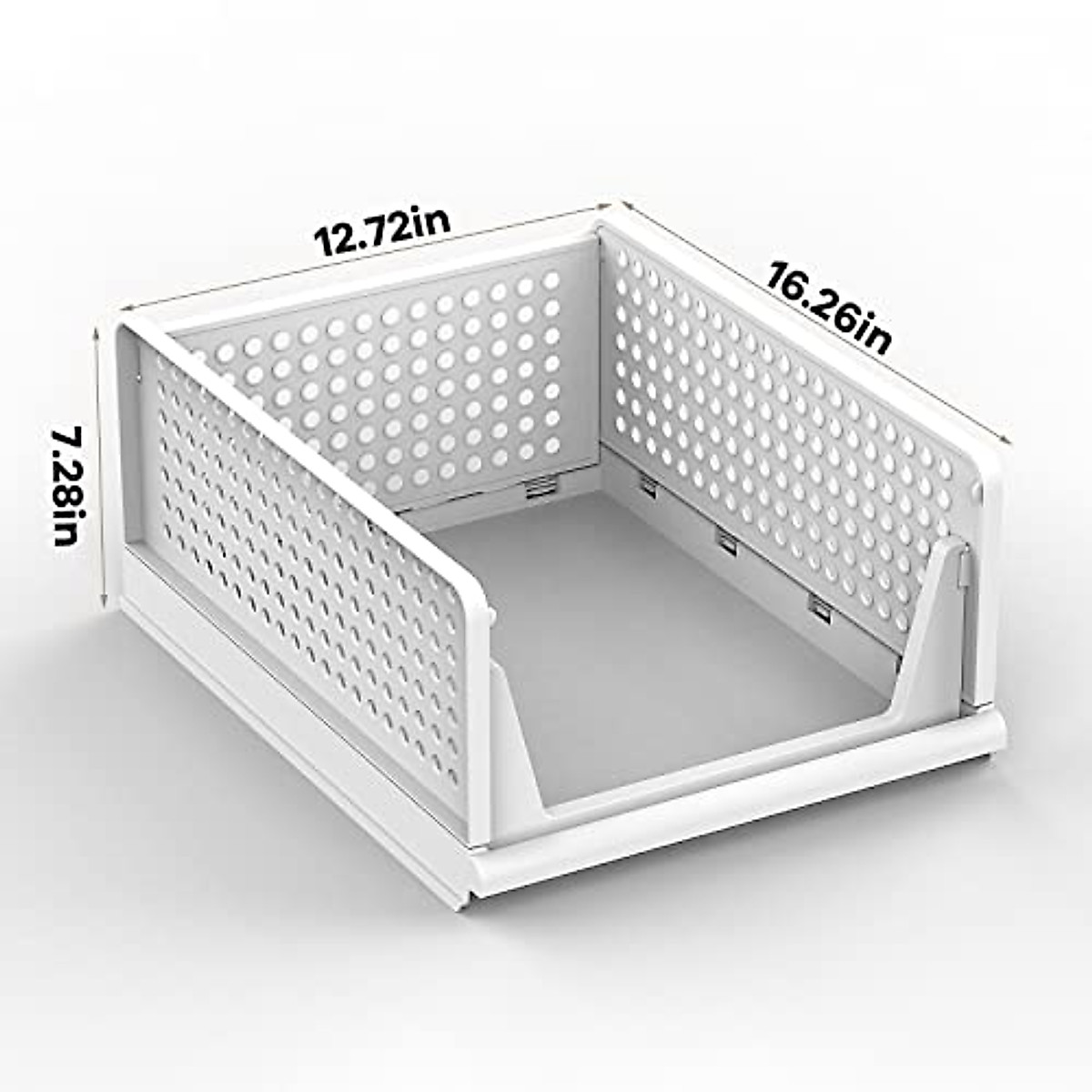 2 Pack Folding Closet Organizers Storage Box, Stackable Plastic Drawer Basket for Clothing, Clothes Storage Container for Bedroom Cupboard(White)