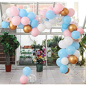 Gender Reveal Balloon Garland Kit, Gender Reveal Party Supplies Balloons Backdrop Including Light Blue Pink Gold Confetti Balloons for Gender Reveal Party Decorations