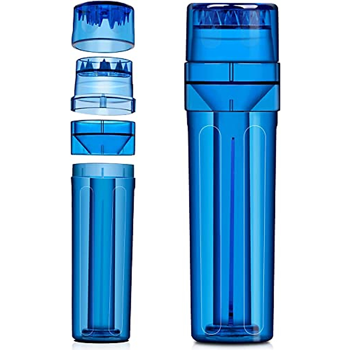 Herb Grinder Cone Loader Portable Cone Grinder, Transparent Herb Spice Grinder with Magnetic Top, Herb Storage Grind Pack All in One (Blue)