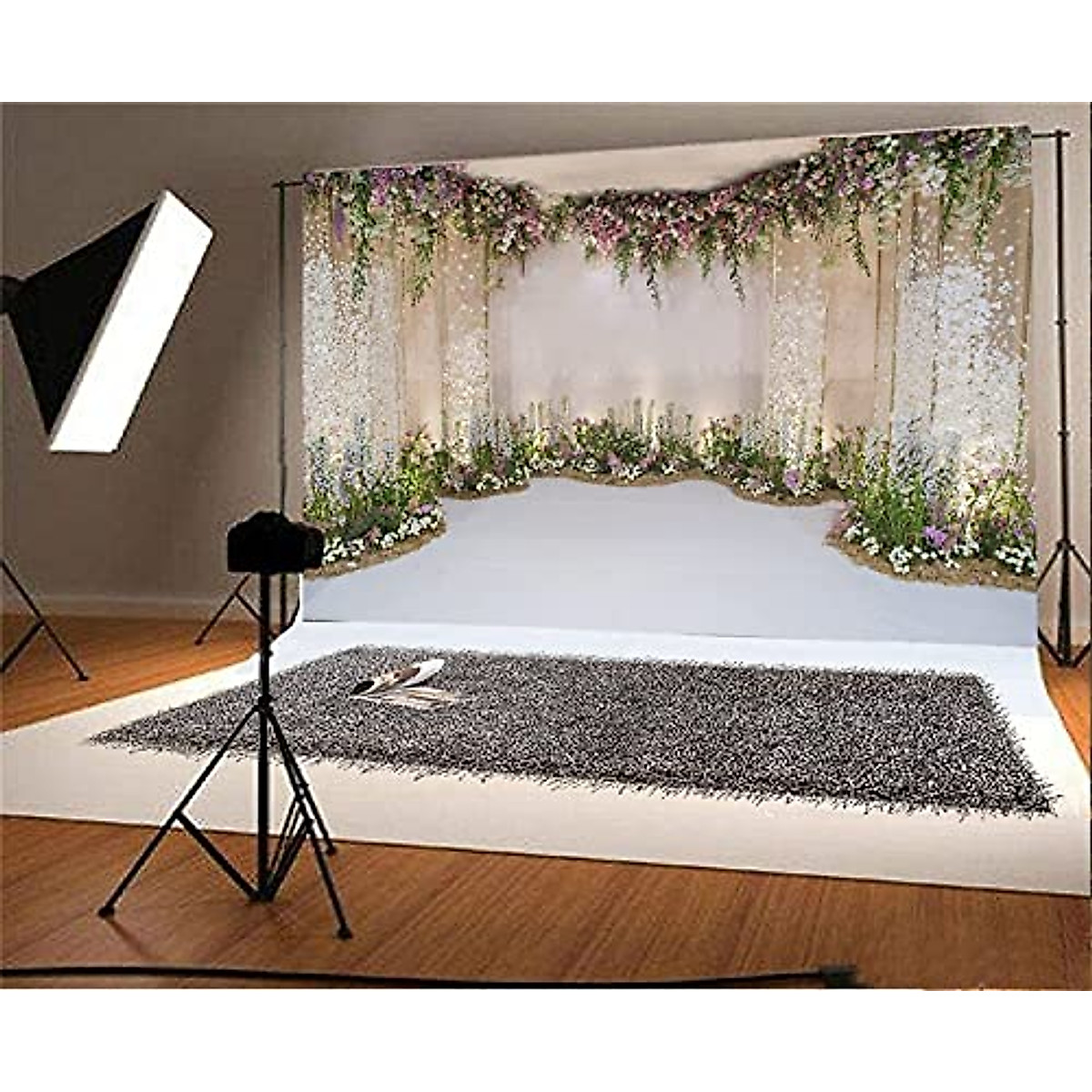 CSFOTO 10x7ft Wedding Backdrop for Cradle Ceremony Backdrop for Proposal Flowers Curtain Wedding Ceremony Banner Bridal Shower Background Mother's Day Backdrop Floral Marriage Backdrop