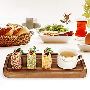 2 Pcs Rectangular Wooden Platters for Food Party Decorative Serving Tray Acacia Wood Cheese Charcuterie Board Rectangle Dessert Dishes Dinner Plates for Decor Snack Appetizer Platter