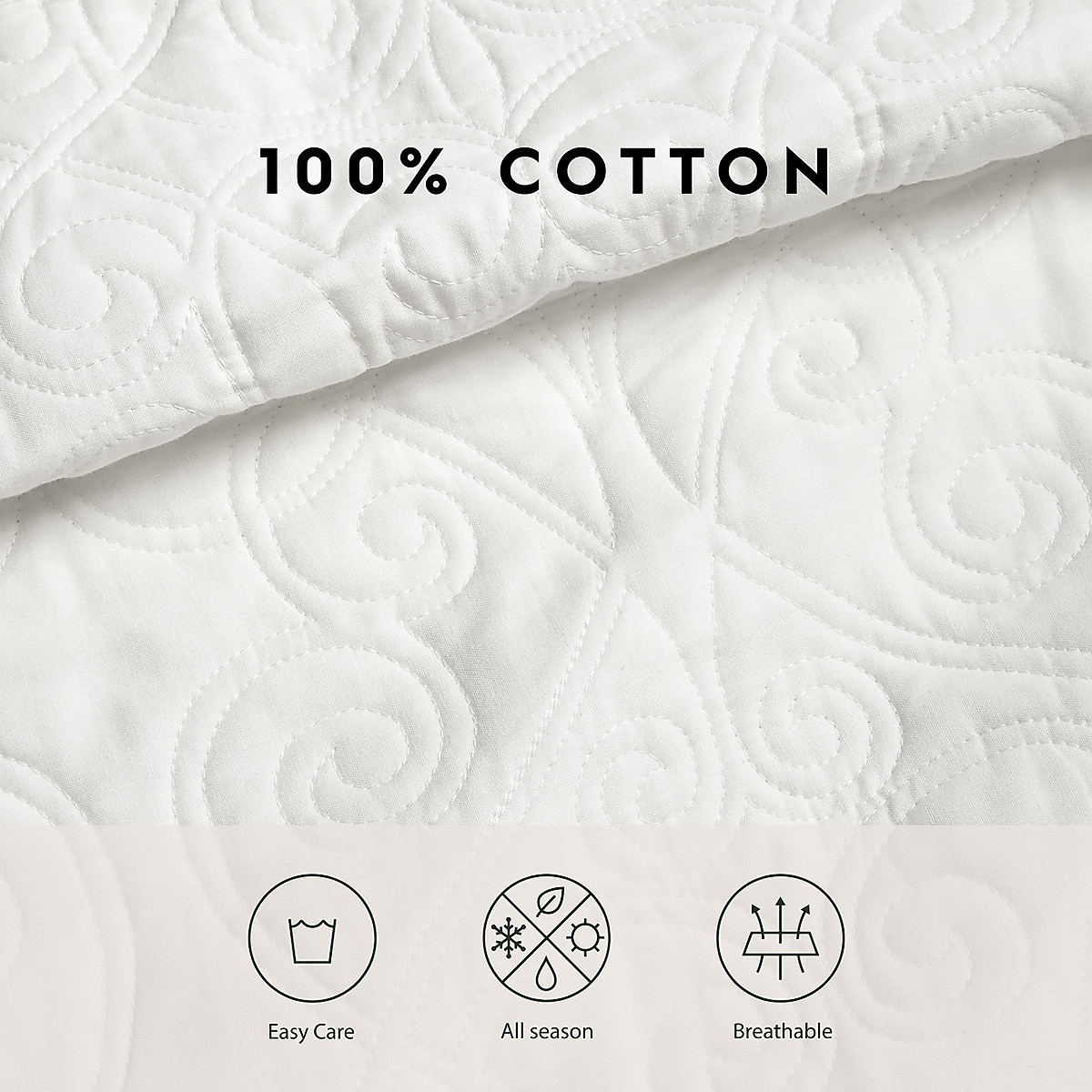 Laura Ashley Felicity Collection Quilt Set-100% Cotton, Reversible, All Season Bedding with Matching Sham(s), Pre-Washed for Added Softness, Queen, White