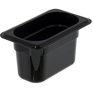 Carlisle FoodService Products 3068703 Plastic Food Pan, 1/9 Size, 4 Inches Deep, Black (Pack of 6)