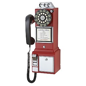 Crosley CR56-RE 1950's Payphone with Push Button Technology, Red