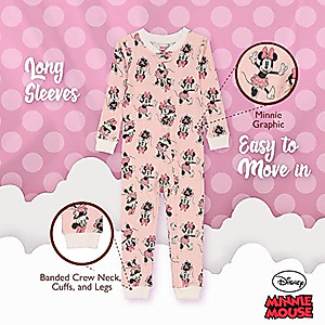 Disney Unisex Kids' Minnie Mouse 2-Pack Footless Snug-Fit Cotton Onesie Pajamas, MINNIE & FRIENDS, 4T