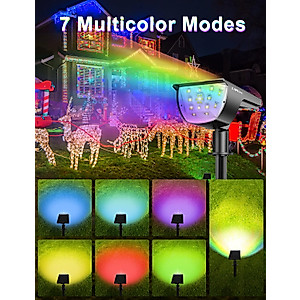 Solar Landscape Spotlights Outdoor, [7 Multicolor] Solar Spotlights Halloween, IP67 Waterproof 2-in-1 Solar Wall Lights for Yard Garden Patio Driveway Pool (4 Pack)