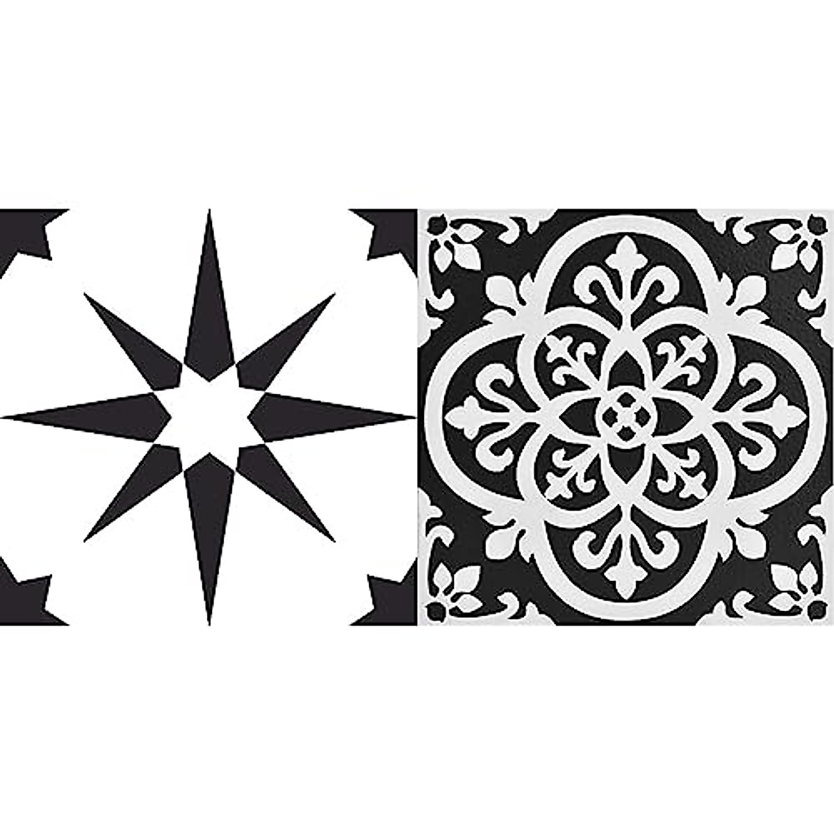 FloorPops FP2948 Altair Peel & Stick Floor Tiles, Black & FP2475 Gothic Peel & Stick Floor Tiles, Black