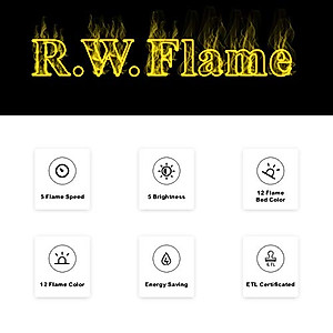 R.W.FLAME Electric Fireplace 50 inch Recessed and Wall Mounted,The Thinnest FireplaceLow Noise , Fit for 2 x 4 and 2 x 6 Stud, Remote Control with Timer,Touch Screen,Adjustable Flame Colors and Speed