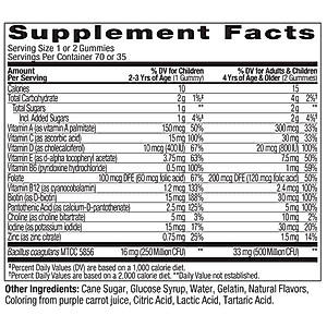 OLLY Kids Multivitamin + Probiotic Gummy, Digestive and Immune Support, Vitamins A, D, C, E, B, Zinc, Chewable Supplement, Berry, 35 Day Supply - 70 Count