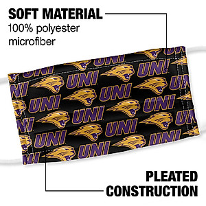 Popfunk University of Northern Iowa Logo Repeat - UNI Panthers Home 1-Ply Reusable Face Mask Covering with Adjustable Nose Wire, Unisex