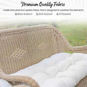 RSH DECOR: Tufted U-Shape Wicker Seat Cushions Set of 2 | 19” x 19” | All-Weather Spun Fabric | Water-Resistant | Outdoor Chair Cushions for Patio Furniture | Ivory (Cream, Natural)