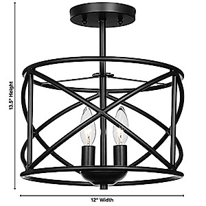 Hampton Bay Hastings 12 in. 2-Light Satin Bronze Ceiling Semi-Flush Mount Light