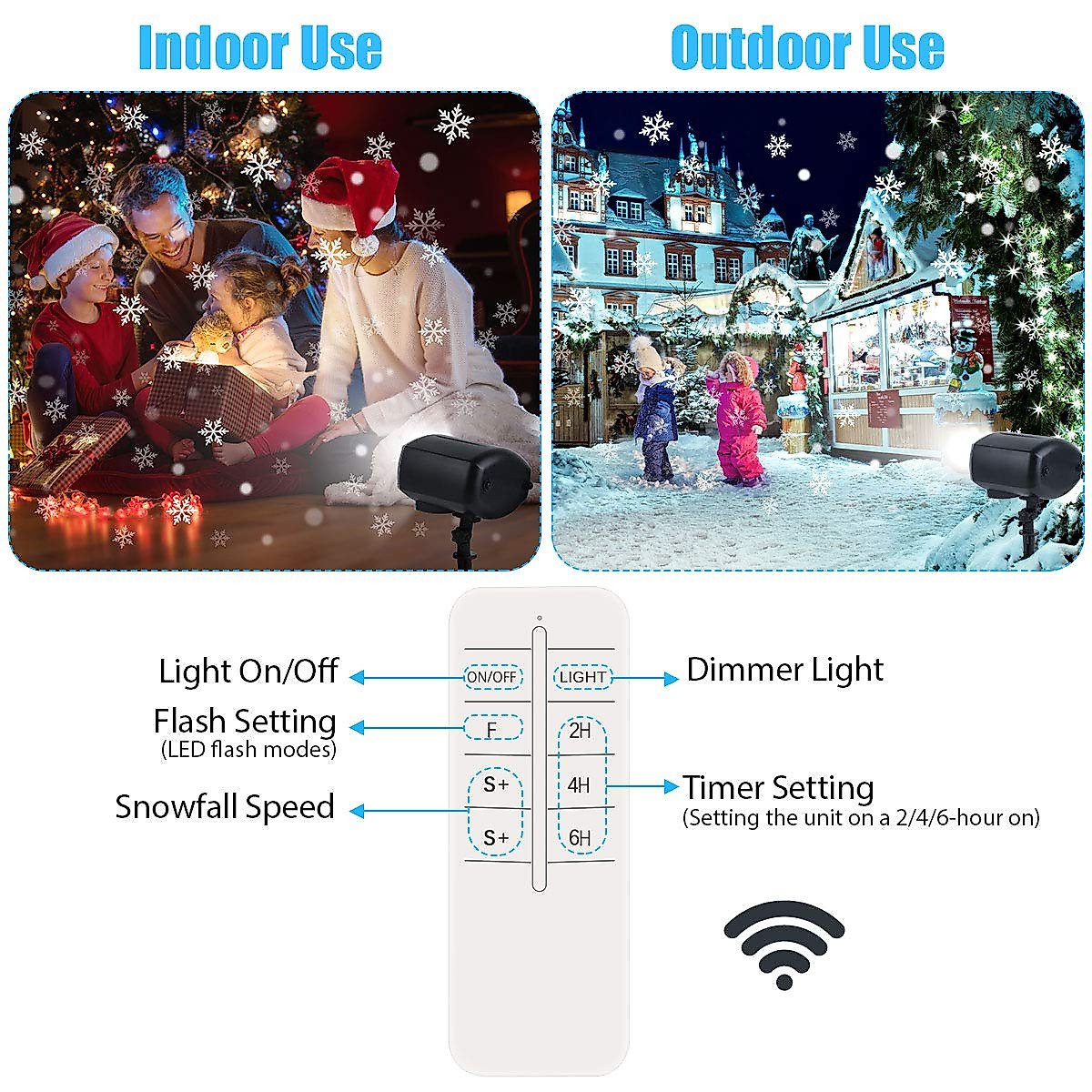 Snowflake Projector Lights Outdoor with Remote Control, Christmas Snowflake Projector Lights, IP65 Waterproof Snowfall Landscape Light Christmas Projector Gift for Holiday Friend Garden