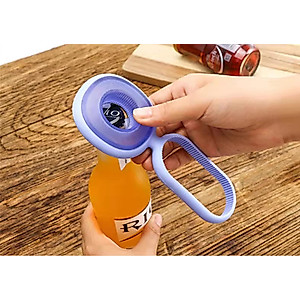 EOKKONE 3 in 1 Multifunction Can Opener / Bottle Opener with Silicone Handle,Convenient Storage-6.29 inch,Easy to Use for Kids, Elderly and Arthritis Sufferers,for Most Sodas,Beers and Cans (Purple)