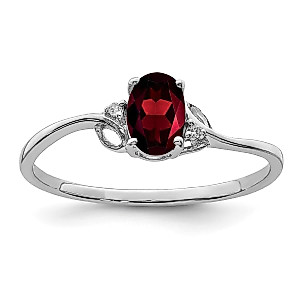 IceCarats 925 Sterling Silver Diamond Red Garnet Oval Ring Gemstone Band Size 8