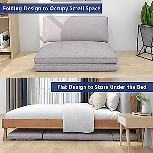 VANCIKI Convertible Sofa Bed Twin Living Room Couch Futon Chair Adjustable Backrest Foldable Floor Sleeper for Small Room, Apartment, Guest Room, Gray