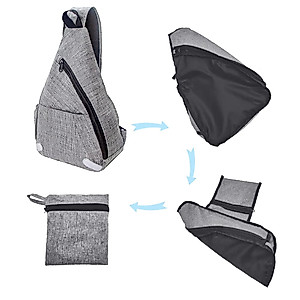 CALACH Sling Backpack Bag Chest Crossbody Bag Foldable Travel Hiking Daypack for Men Women(Grey)