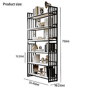 BUZUEY Bookshelf, 6 Tier Bookshelf,35.5 * 72in Tall Bookcase Shelf for CDs/Movies/Books, Home Office Bookcase Shelf Storage Organizer, Modern Book Shelf for Bedroom/Living Room/Home Office