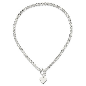 IceCarats 925 Sterling Silver Engraveable Heart Love Disc Link Necklace 18 inch Chain Toggle Clasp