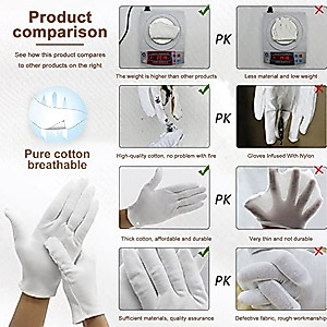 100% White Soft-Hand Cotton Moisturising Gloves Work Gloves, Extra Large (12 Pairs)