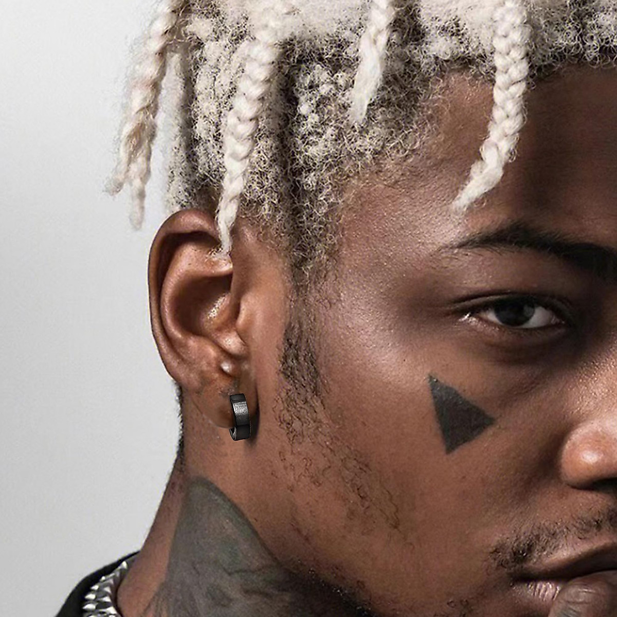 Jstyle Stainless Steel Black Unique Small Hoop Earrings for Men 1 Pairs Huggie Earrings Black