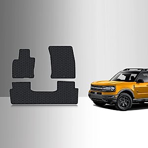 TOUGHPRO Floor Mats Accessories Set (Front Row + 2nd Row) Compatible with Ford Bronco Sport Carpeted Floor All Weather Heavy Duty (Made in USA) Black Rubber 2021 2022 2023 2024