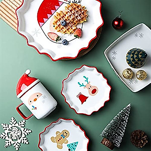 KOWMcp Dinner Plates Christmas Ceramic Tableware Creative Dinner Plate Candy Tray Household