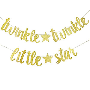 Gold Glitter Twinkle Twinkle Little Star Banner Twinkle Twinkle Little Star Gender Reveal Banner Twinkle Twinkle Little Star Baby Shower for Baby Shower Birthday Party Decorations