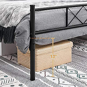 Yaheetech King Size Metal Bed Platform with Headboard and Footboard/Mattress Foundation/Under Bed Storage Black