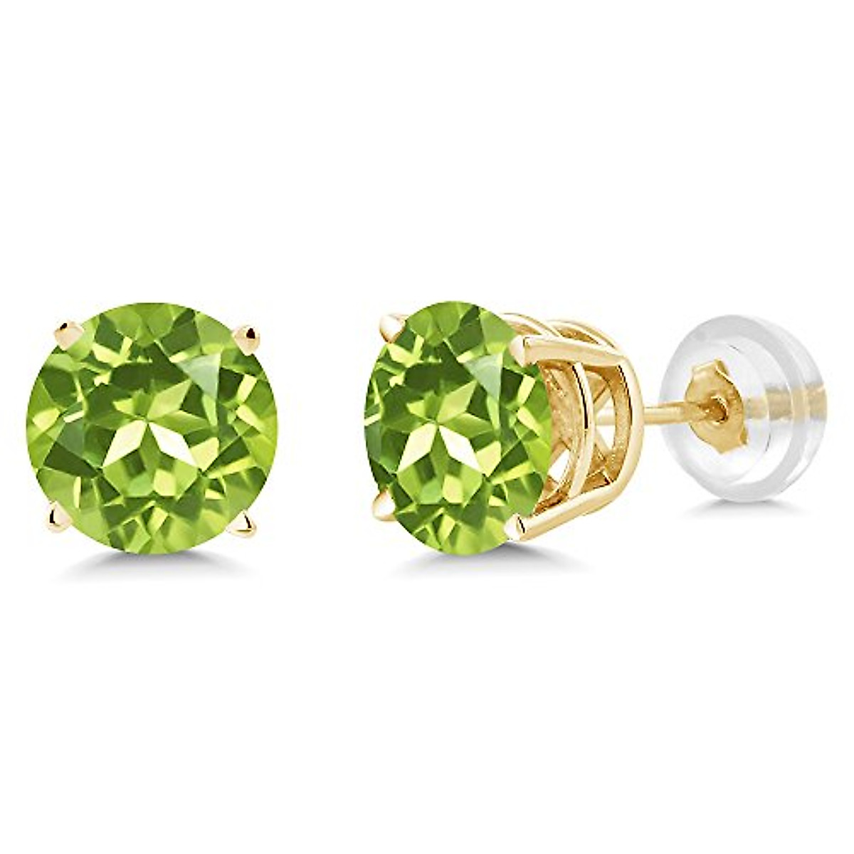 Gem Stone King 14K Yellow Gold Round 5MM Gemstone Birthstone Stud Earrings | Gold Earrings for Women